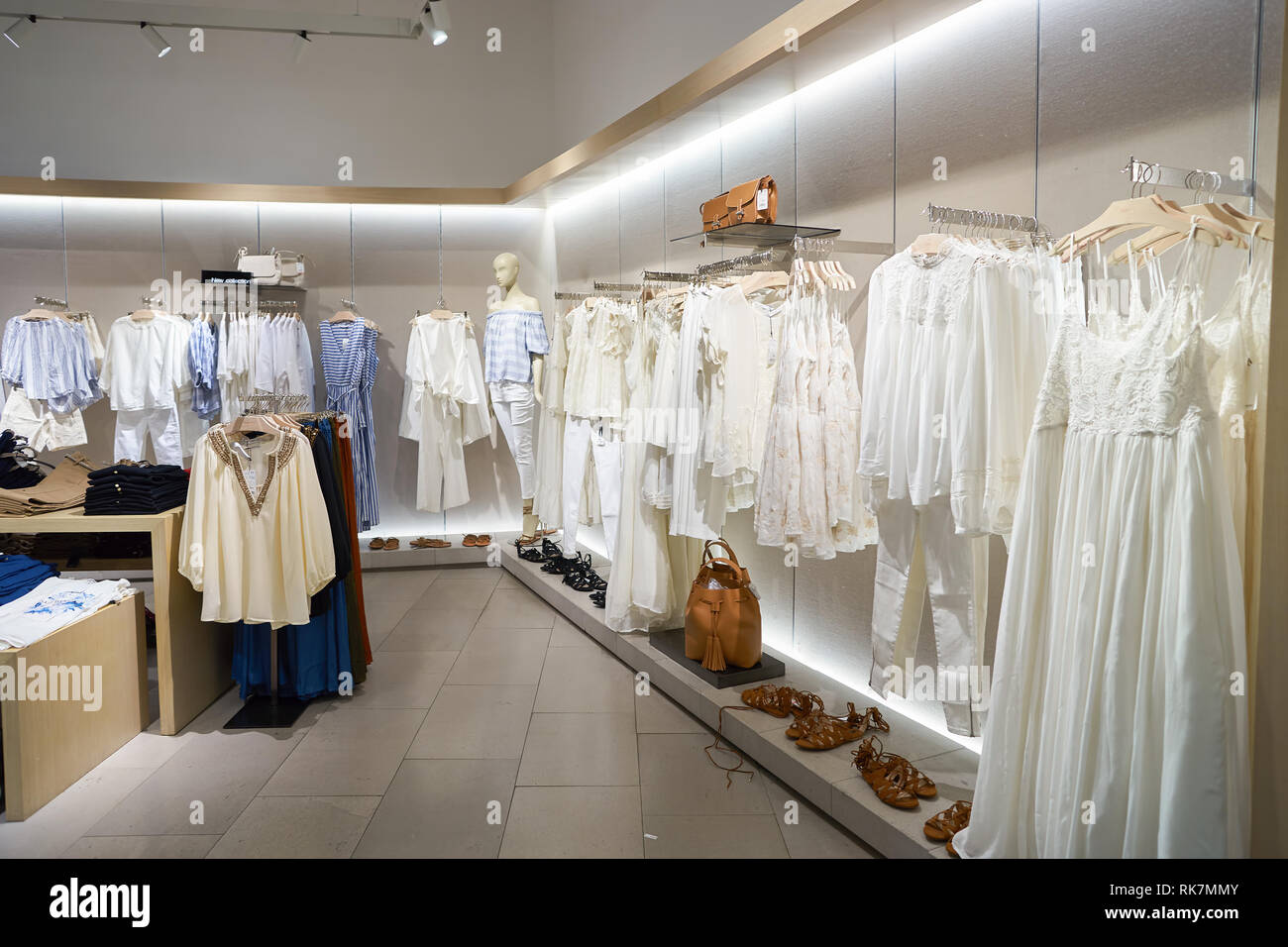 KUALA LUMPUR, MALAYSIA - MAY 09, 2016: interior of MANGO store in Suria ...