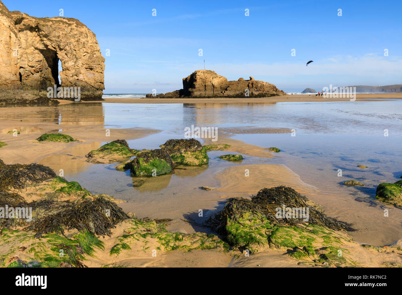 Perranporth Beach in Cornwall Stock Photo - Alamy