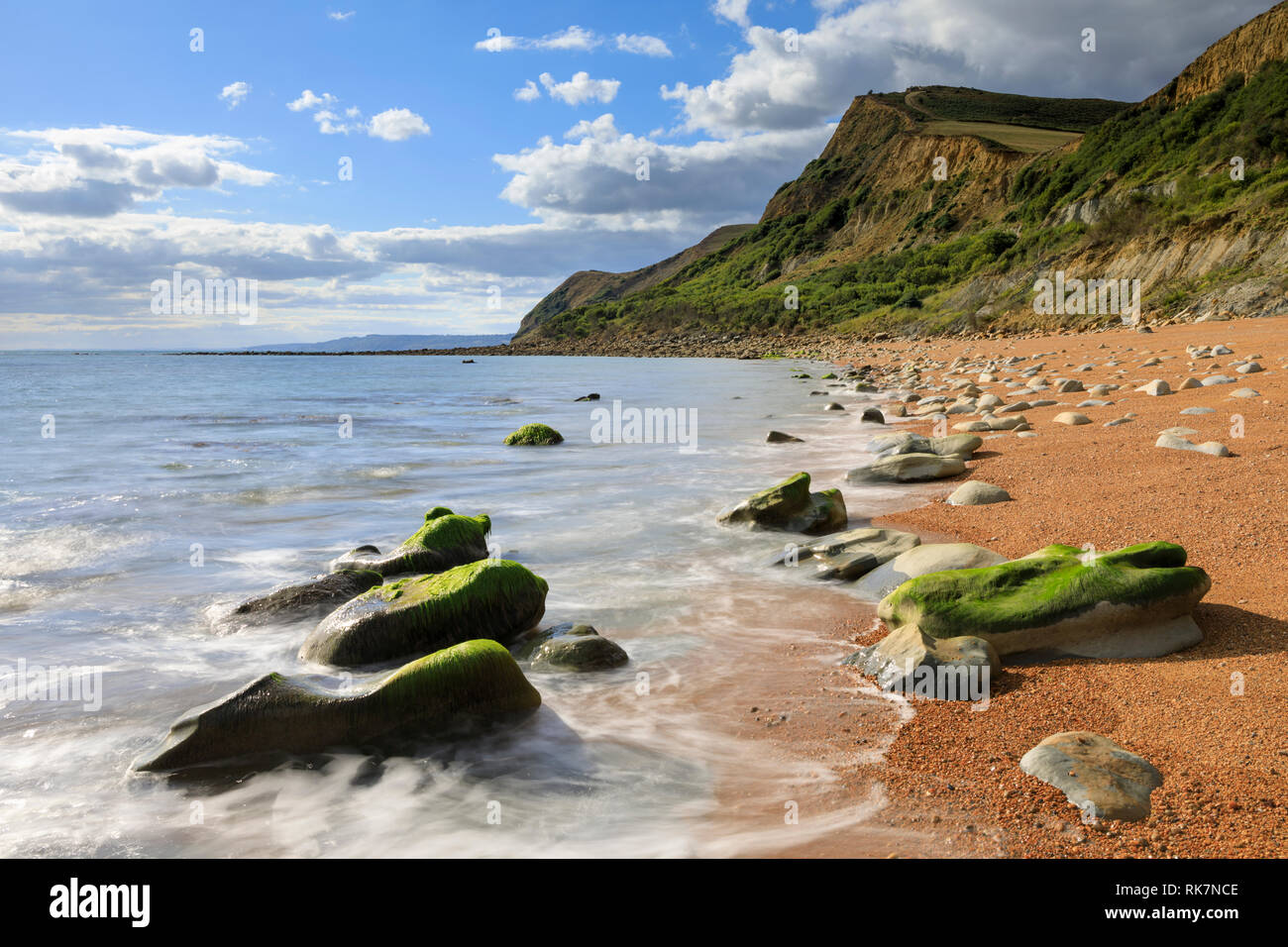 The Jurassic World Heritage Coast at Eype Mouth in Dorset Stock Photo ...