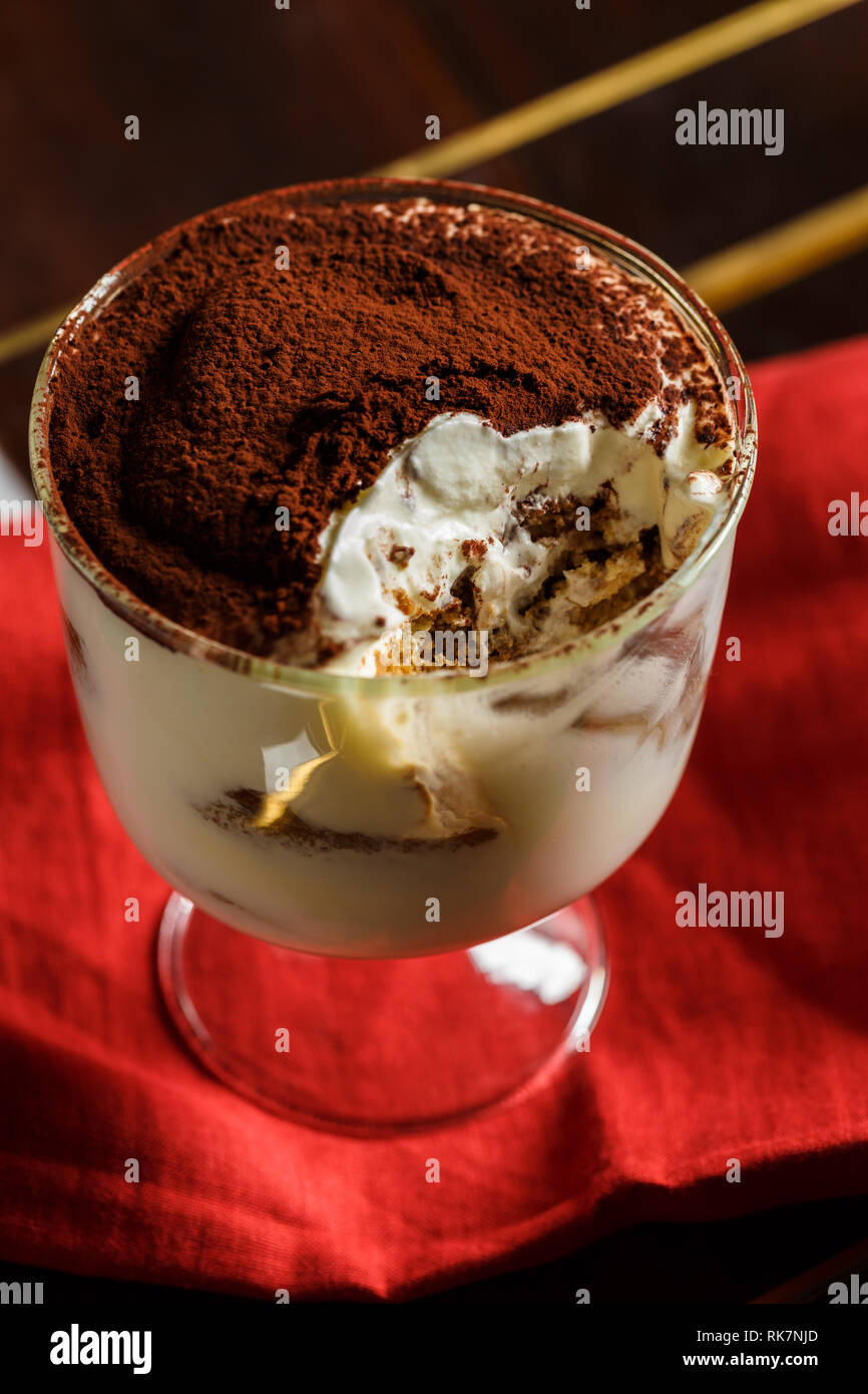 Close-up of Tiramisu in a glass Stock Photo - Alamy