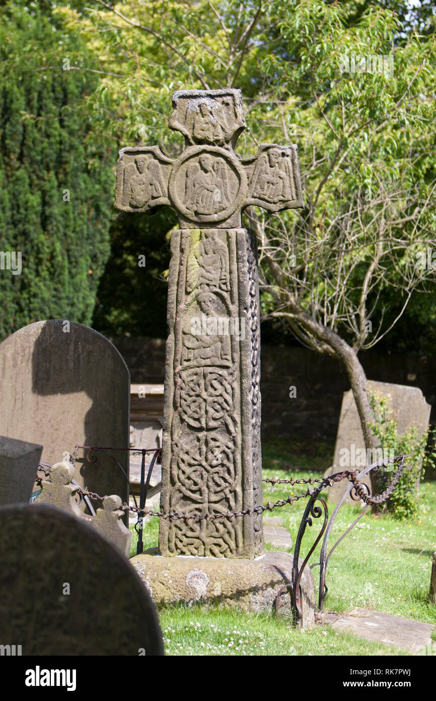 Norman Cross in Eyam Cheshire Church Stock Photo - Alamy