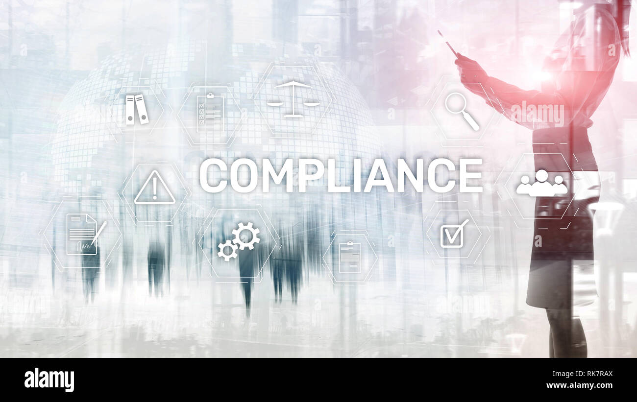 Compliance diagram with icons. Business concept on abstract background ...