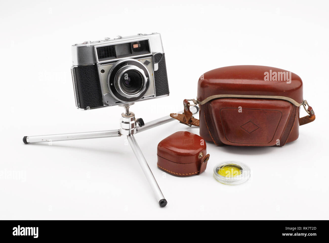 analog camera and flash on a white background Stock Photo - Alamy