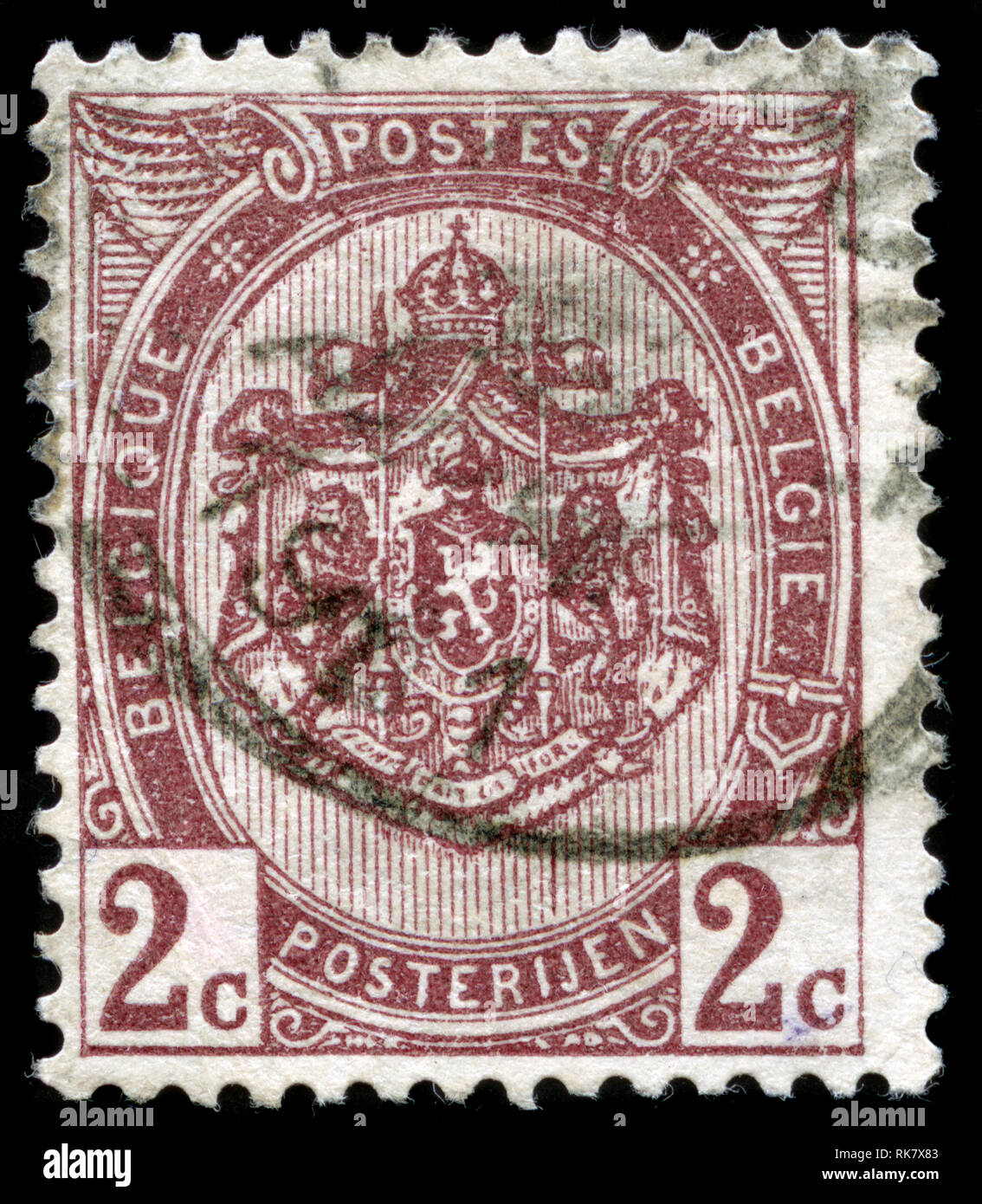 Postage stamp from Belgium in the Coat of Arms series issued in 1907 ...