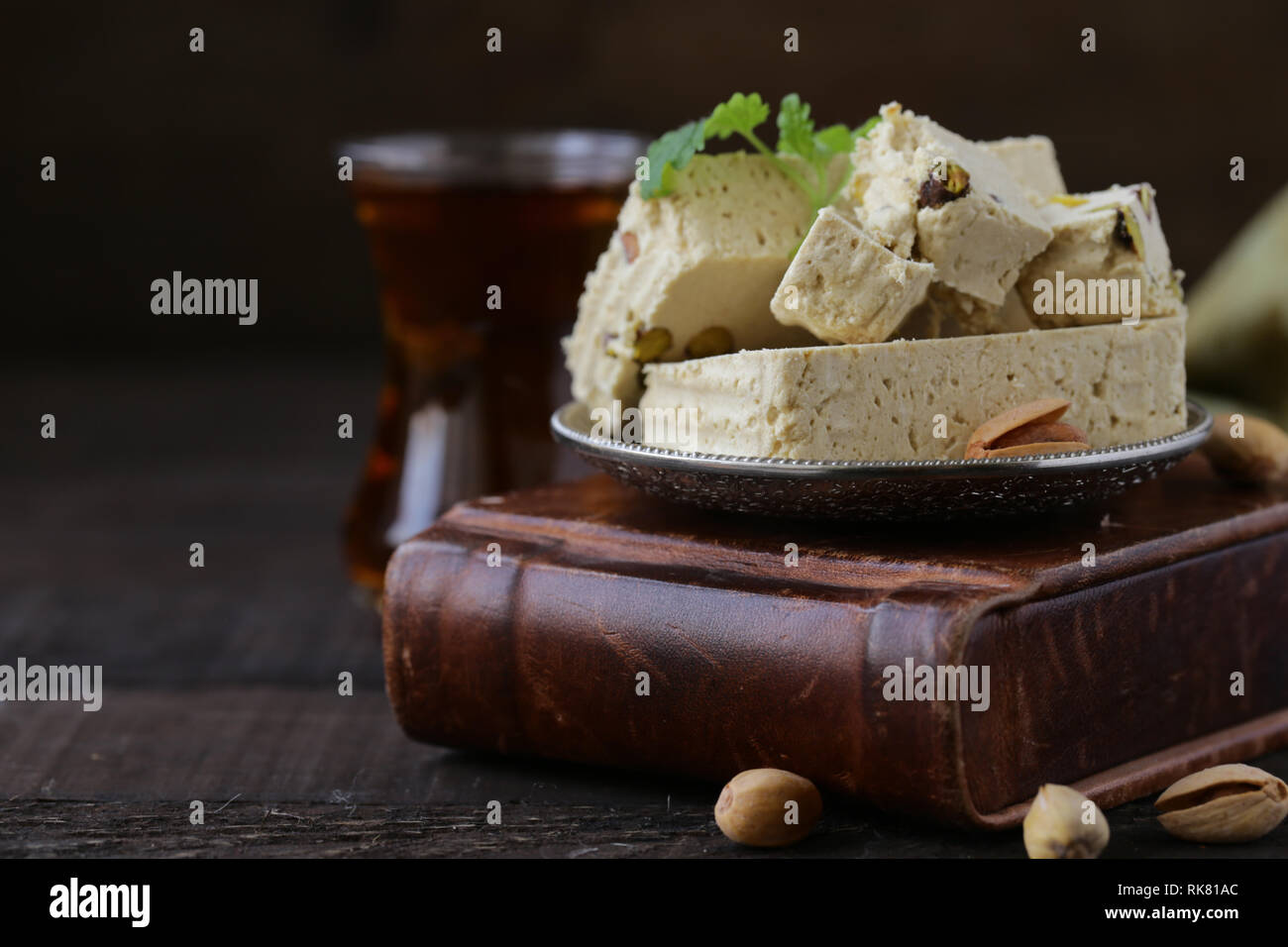 Oriental sweets - halva with pistachios Stock Photo - Alamy
