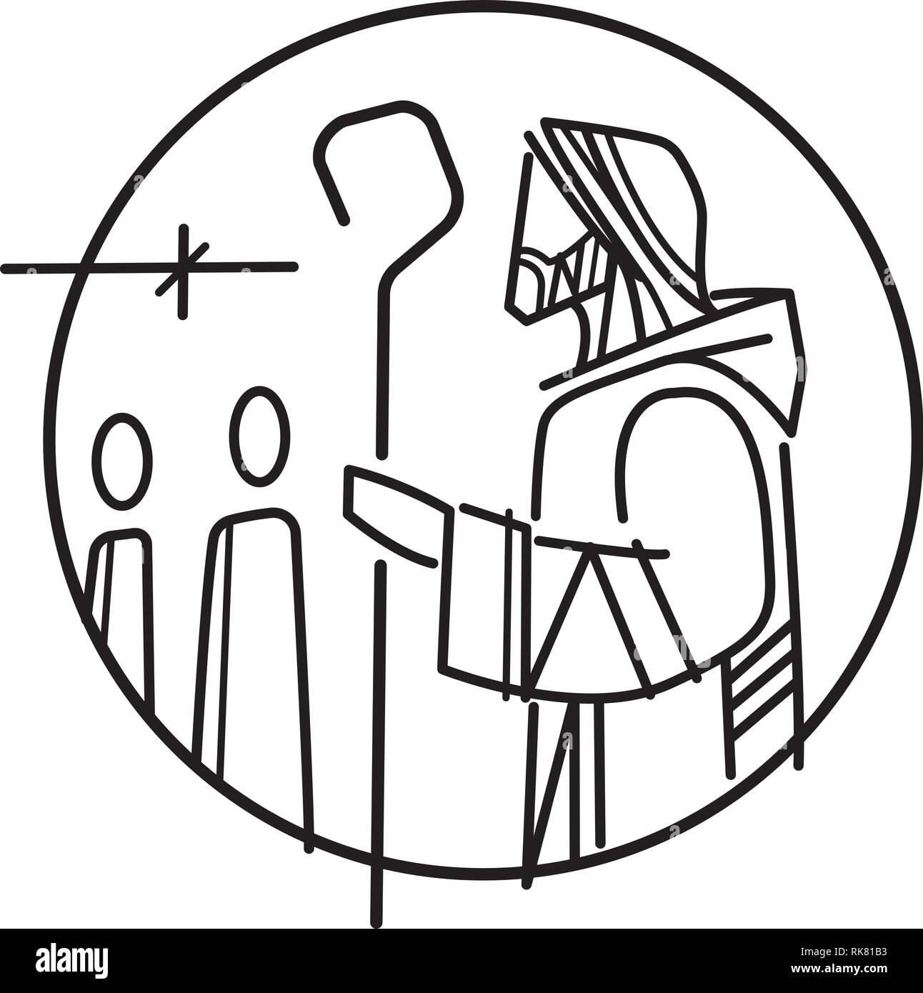 Vector illustration or drawing of Jesus Christ and two disciples Stock ...