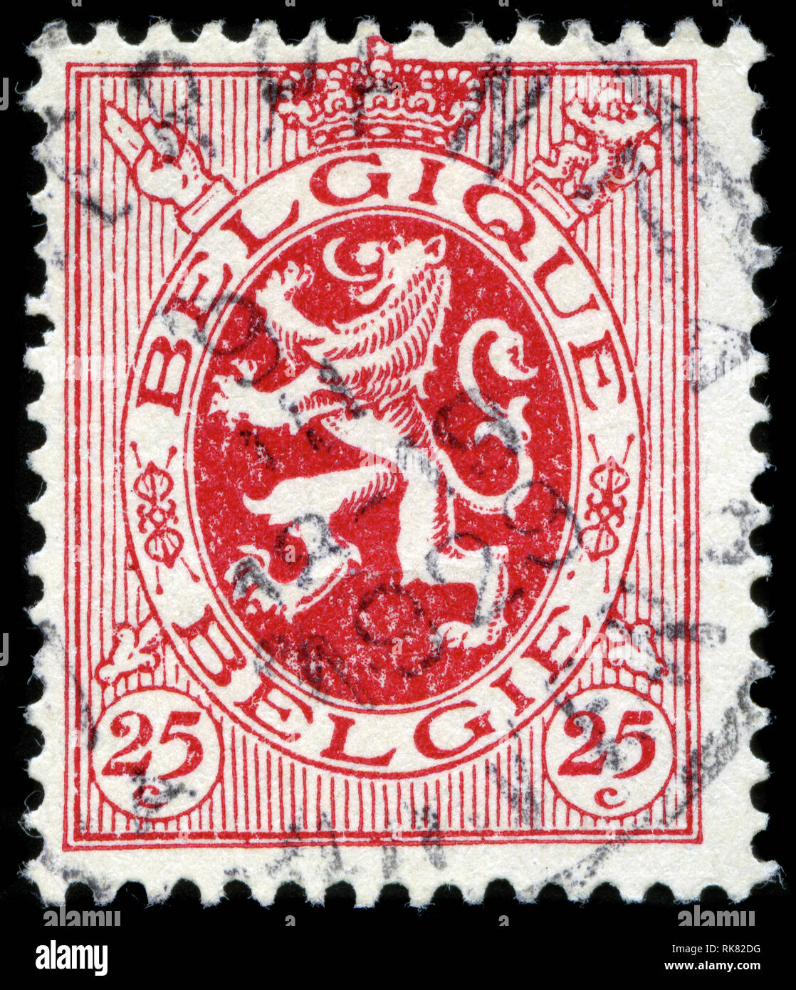 Postage stamp from Belgium in the Heraldic lion series issued in 1929 ...