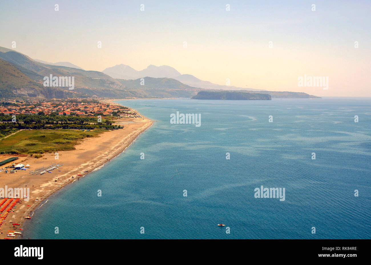 aerial view of Basilicata and Calabria coastline and beach, Italy Stock ...