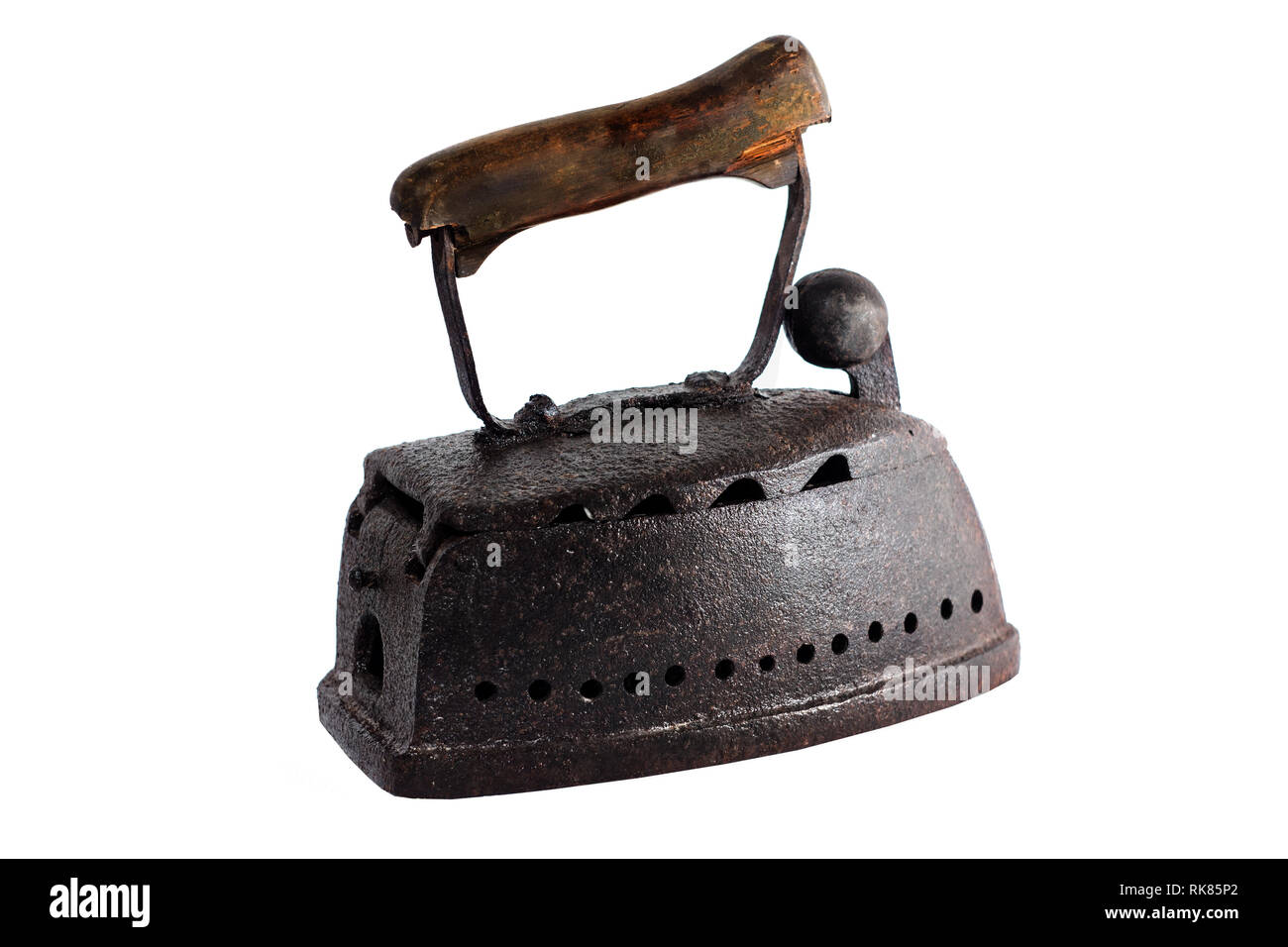 Antique old iron isolated on white background Stock Photo - Alamy