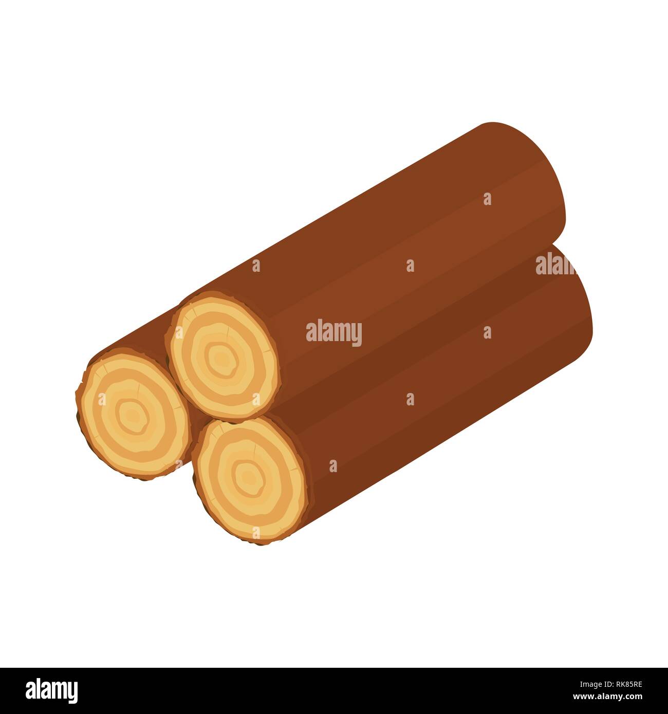 Vector icon pile of isometric wooden log firewood isolated on white ...