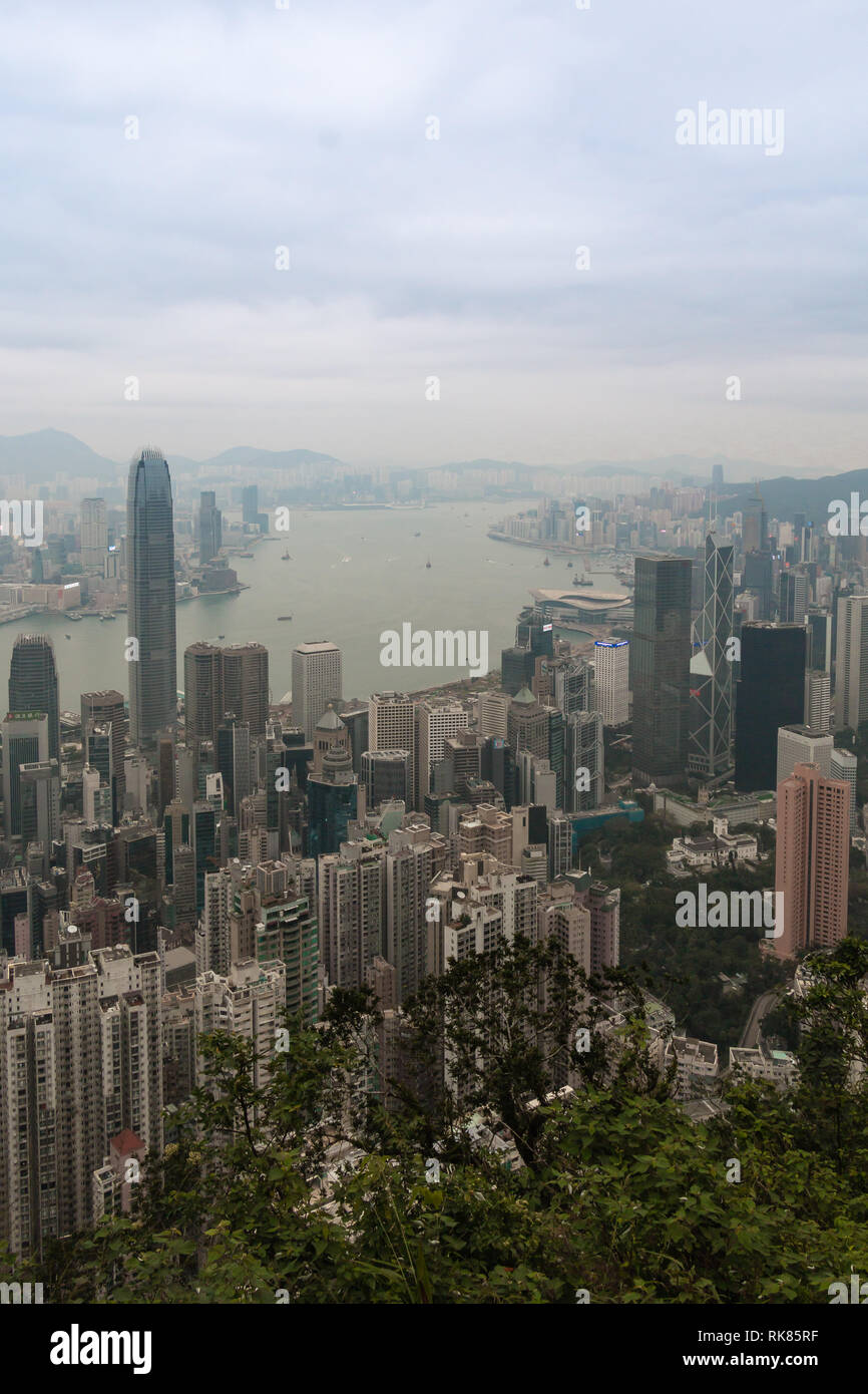 Hong Kong skyline, view from Victoria Peak Stock Photo - Alamy