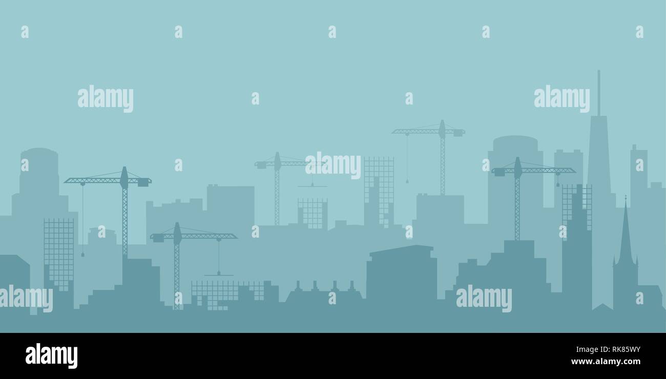 Abstract Industrial Skyline. Panoramic Industrial Construction ...