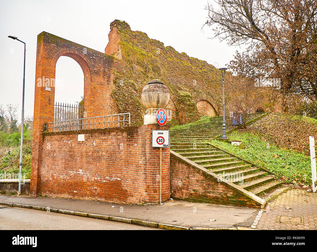 Asti, Italy - January 1, 2019. Asti City Walls. View from Piazza Paolo ...