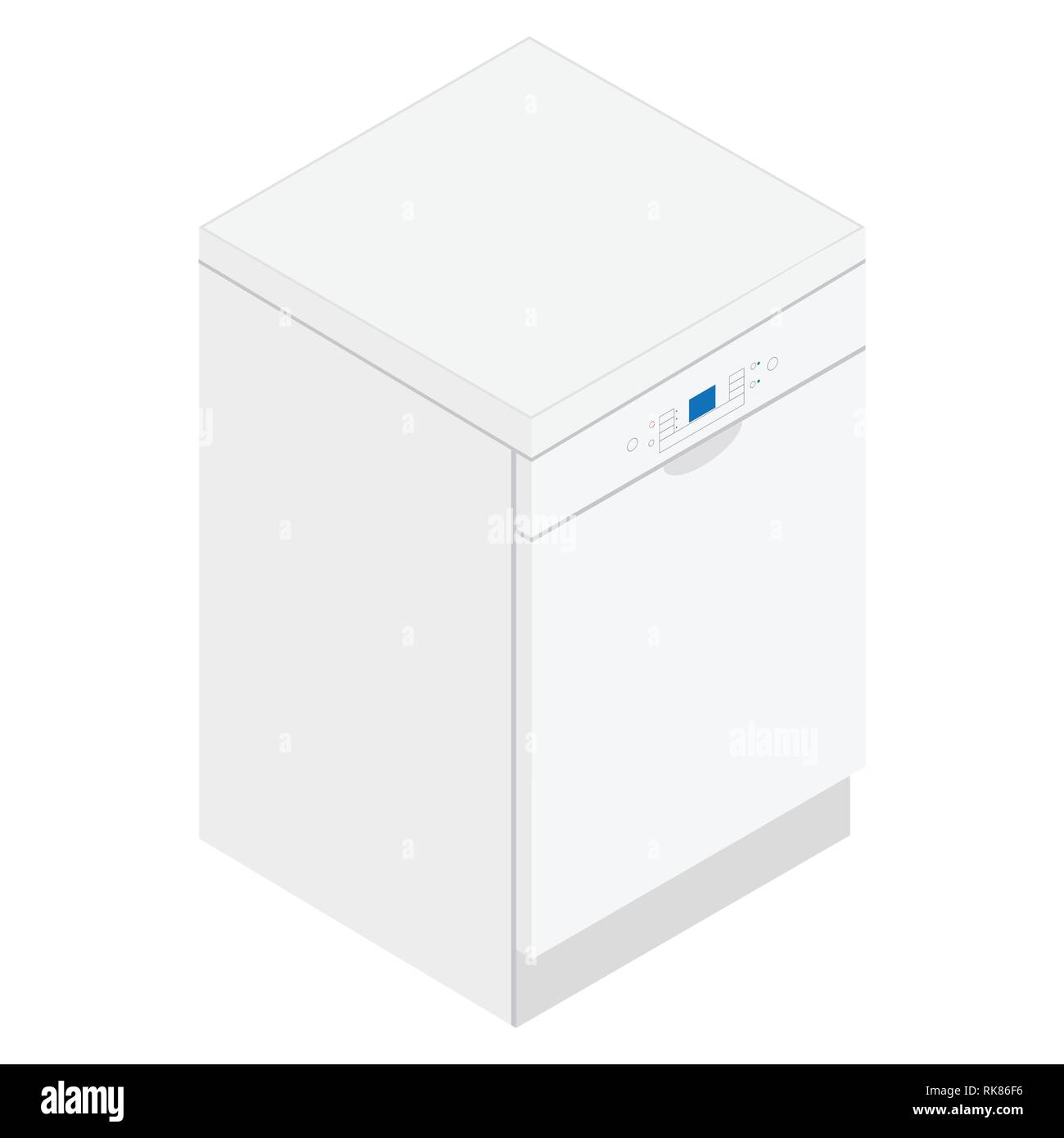 Vector isometric modern freestanding dishwasher isolated on white ...