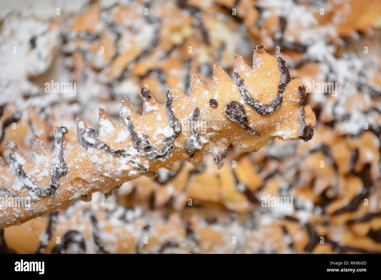 italian chiacchiere dessert chocolate food carnival festivity Stock ...