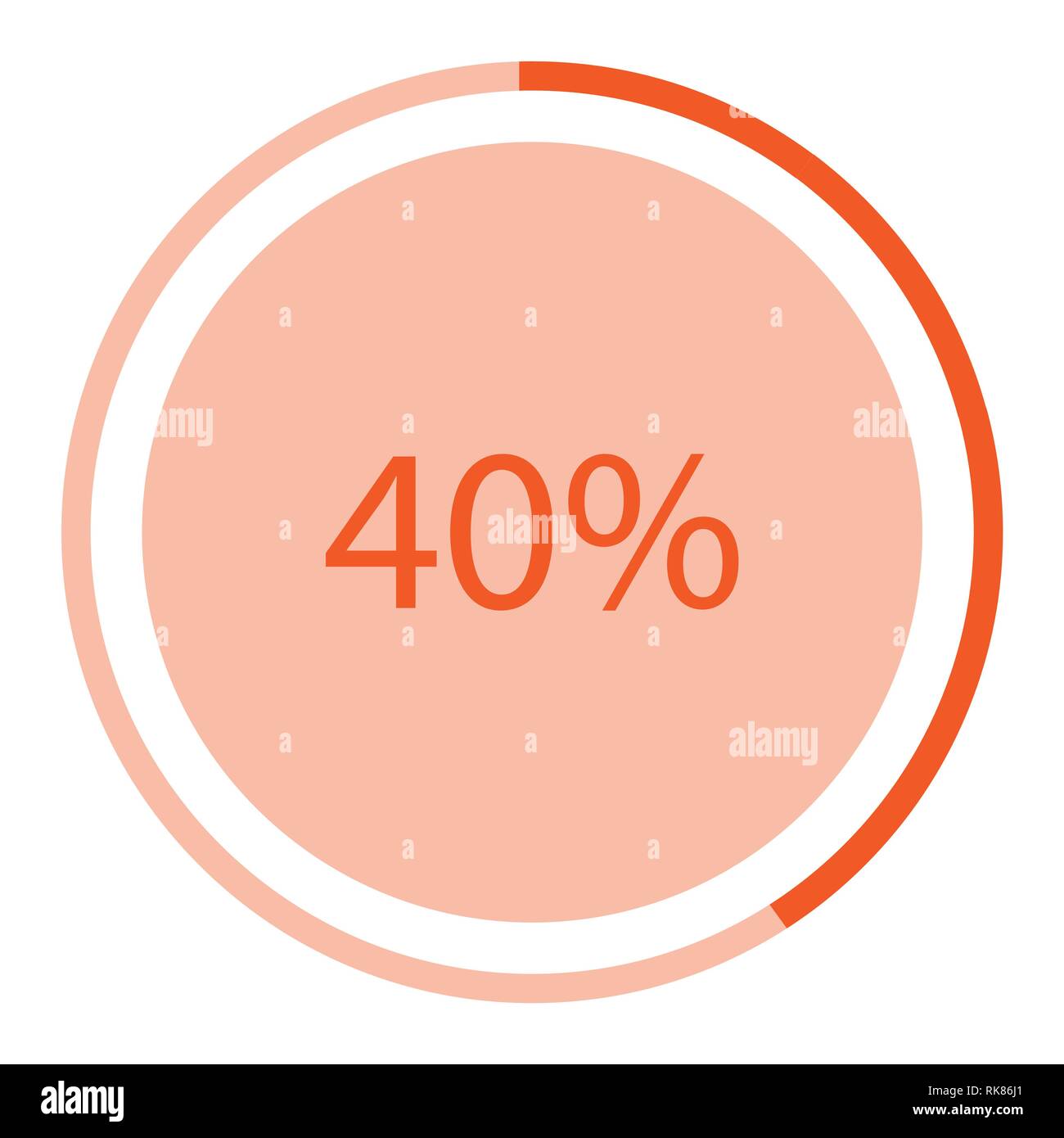 Vector illustration orange round, circle pie graph, chart with ...