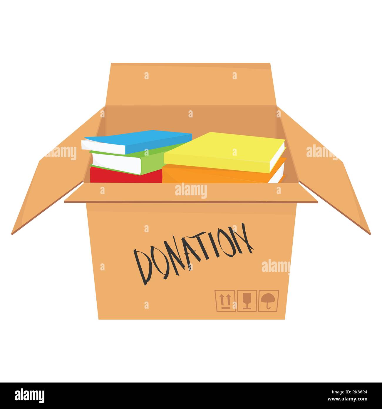 Vector illustration isometric perspective donation box with books icon ...