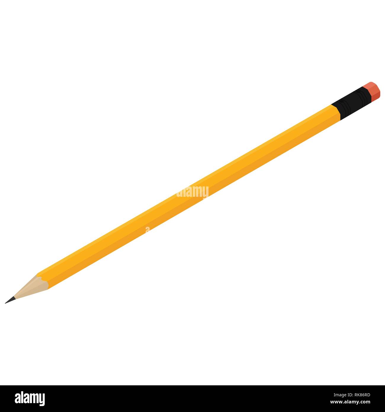 Vector illustration isolated tilted yellow pencil on white background ...