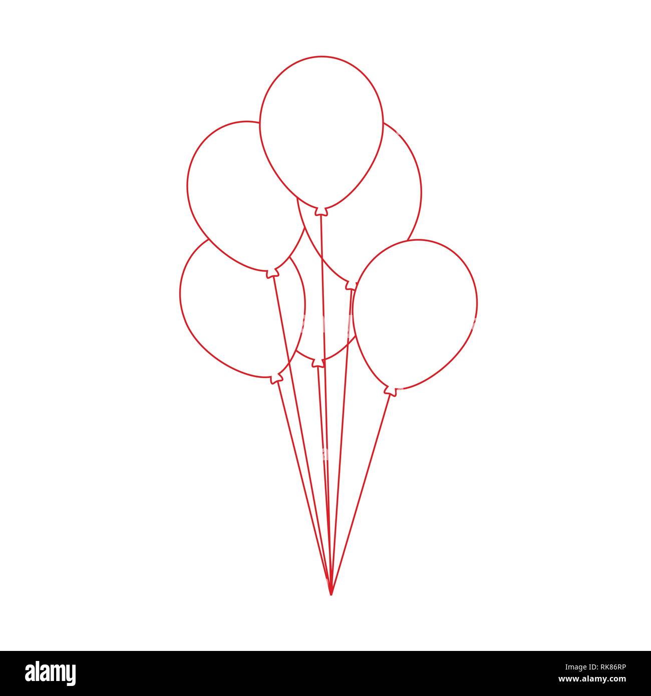 Vector icon birthday air balloon thin line outline drawing Stock Vector ...