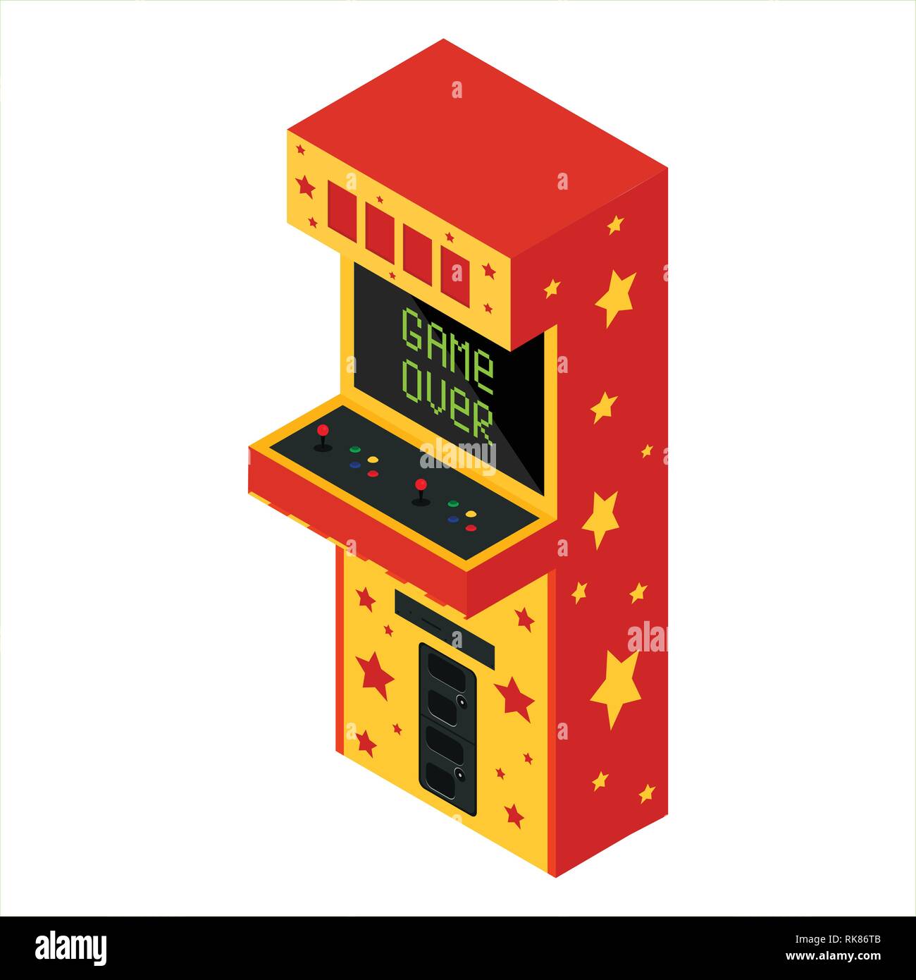 Vector isometric retro arcade game machine game over. Gaming machine ...