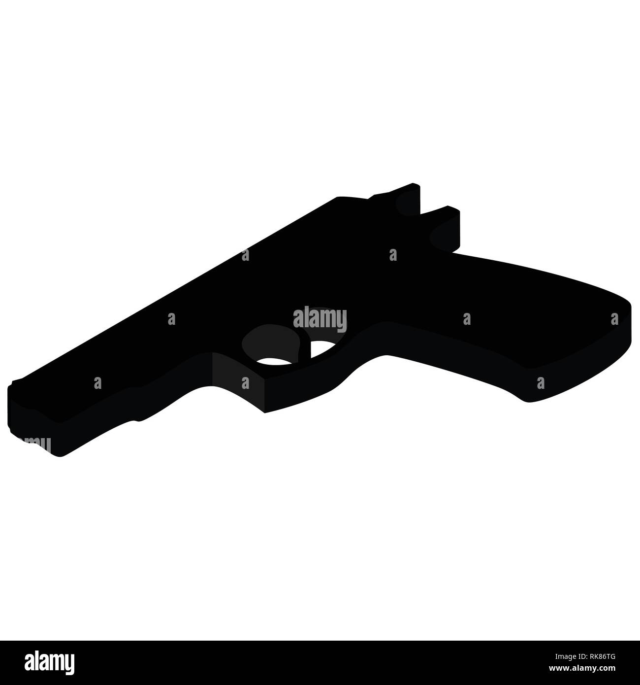 Isometric pistol gun vector illustration. Weapon gun black silhouette ...