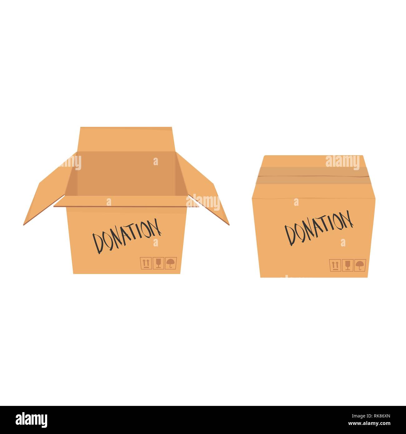 Vector illustration isometric perspective closed and opened donation ... Vector illustration isometric perspective closed and opened donation ...