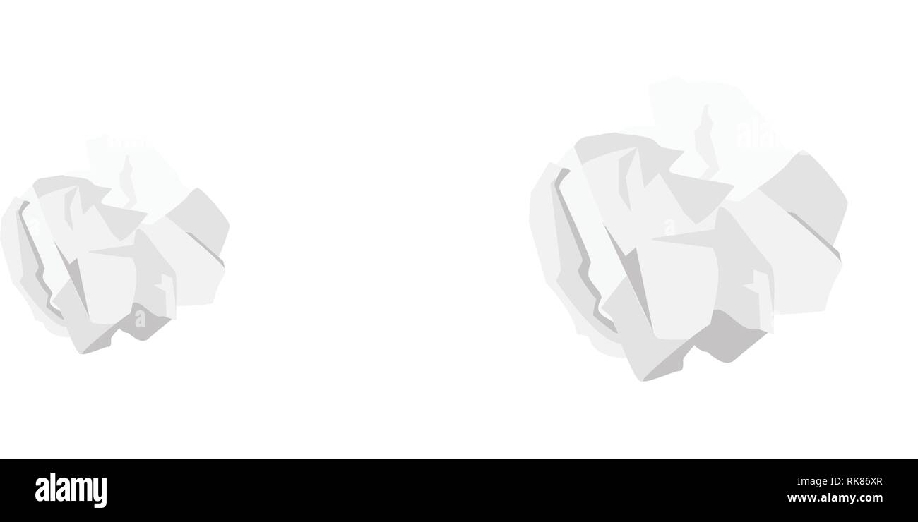 Crumpled paper ball vector illustration isolated on white background ...