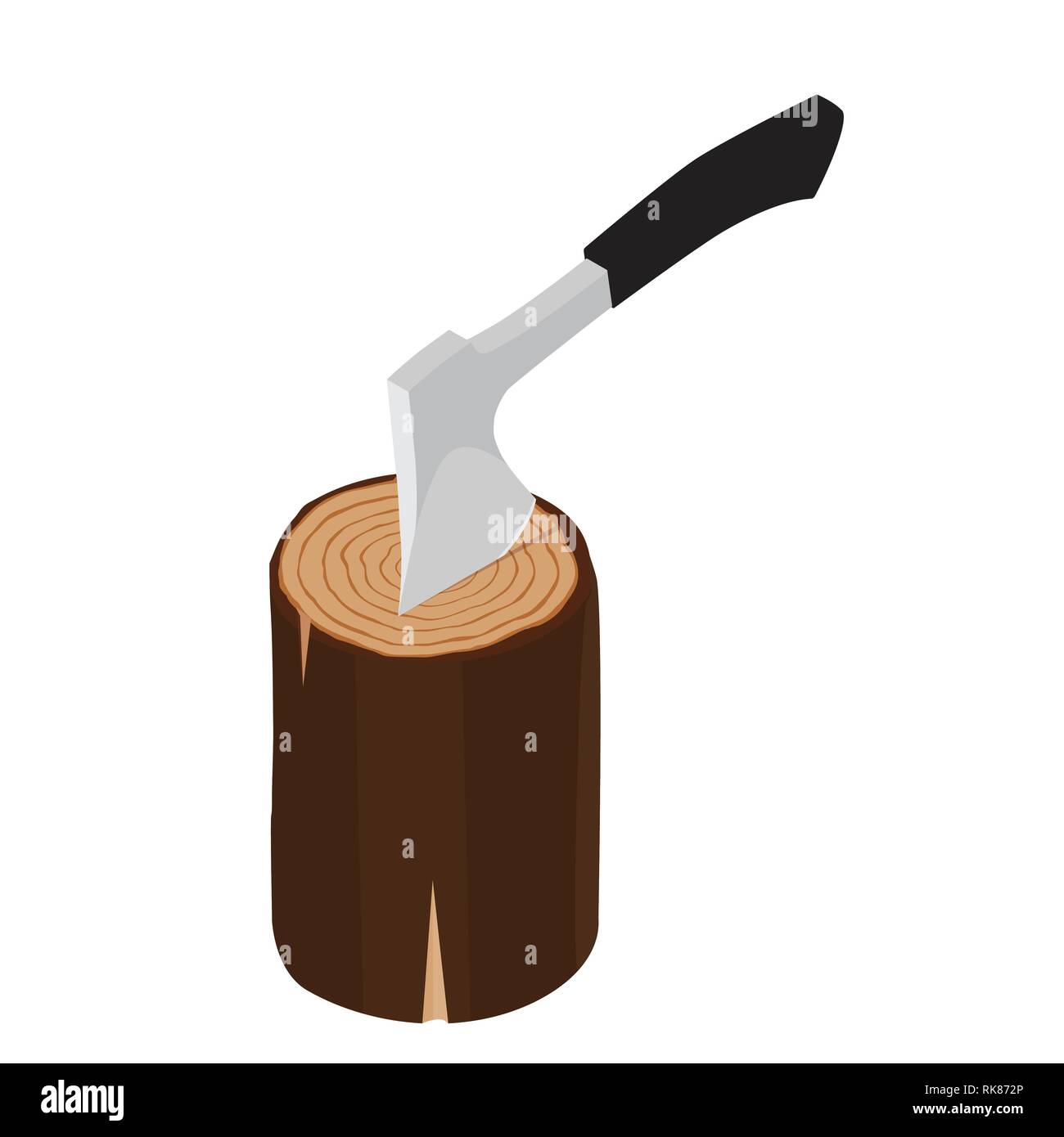 Vector illustration axe stuck in log isolated on white background Stock ...