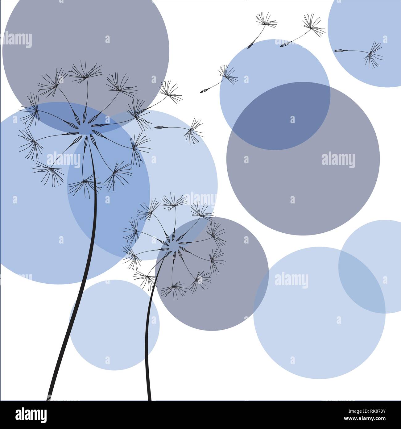 Abstract Dandelions dandelion with flying seeds – stock vector Stock ...