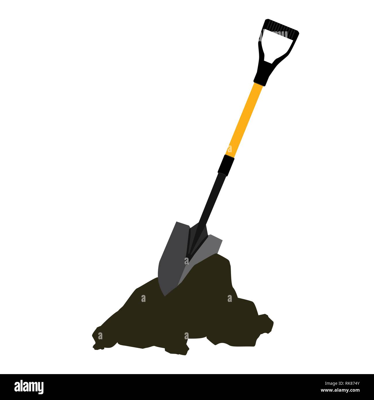 Shovel in the ground. Gardening tool on white background. Isolated ...