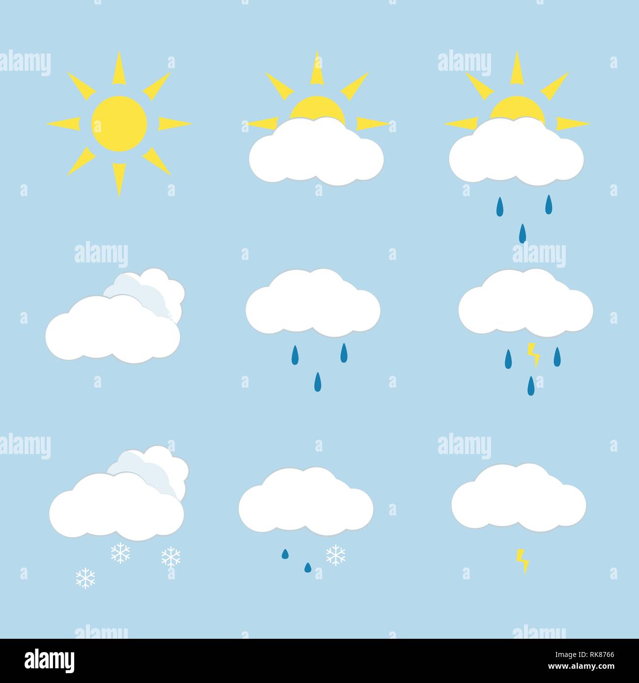 Modern weather icons set. Flat vector symbols isolated on white ...