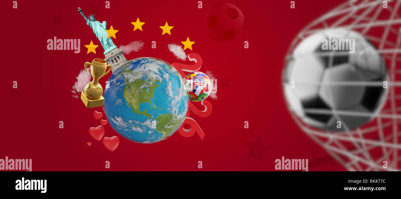 earth globe 2026 soccer theme 3d-illustration. elements of this image ...