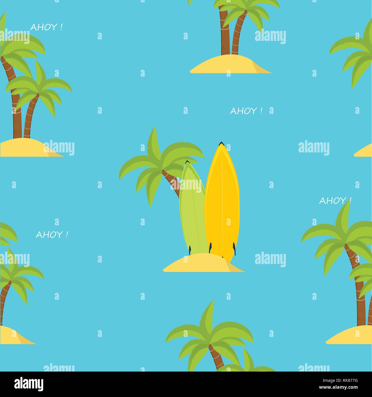Summer vacation seamless tropical pattern with palm tree, Sea summer ...