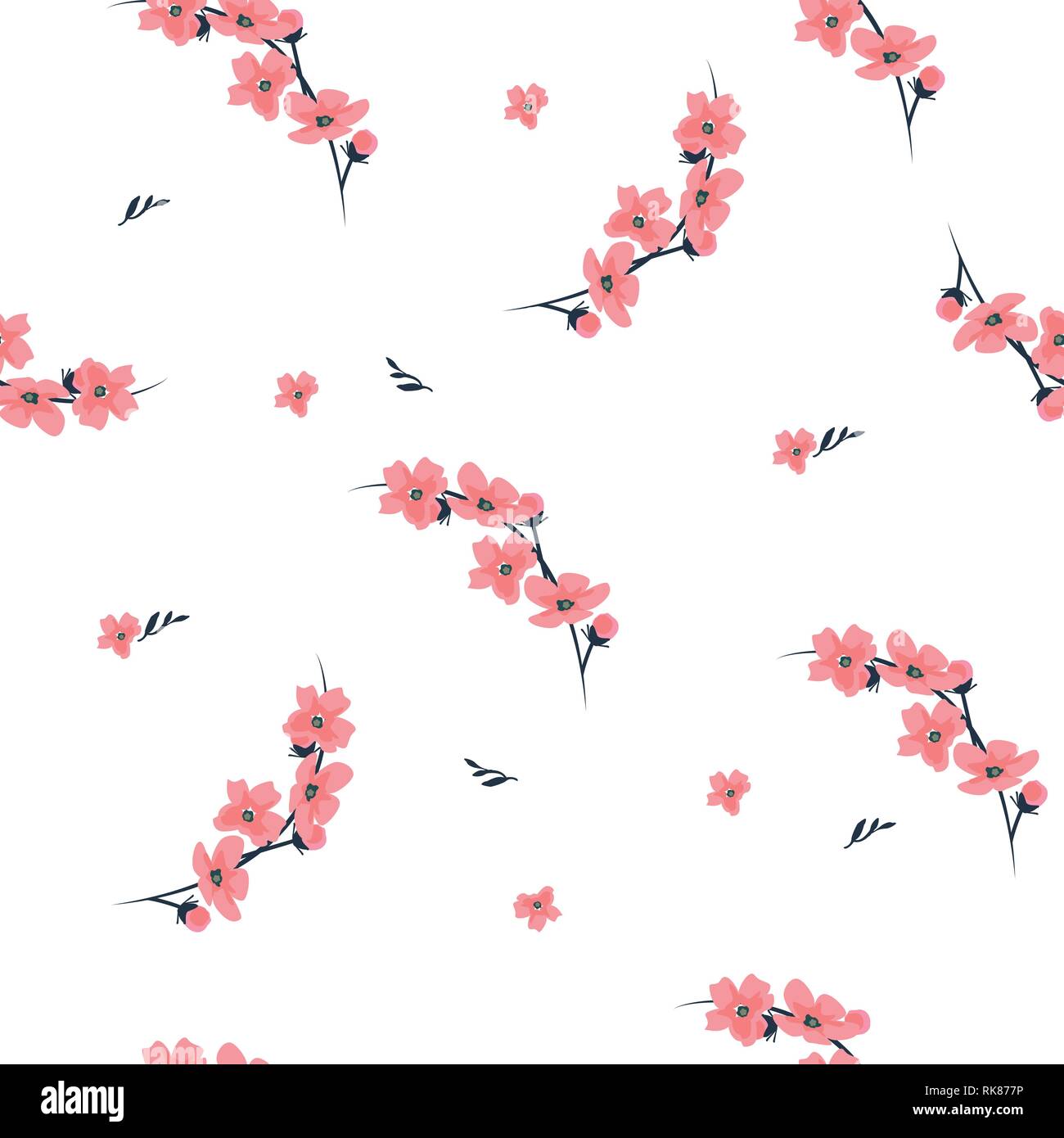 Sweet and beautiful pastel flowers, spring seamless pattern. Classic ...