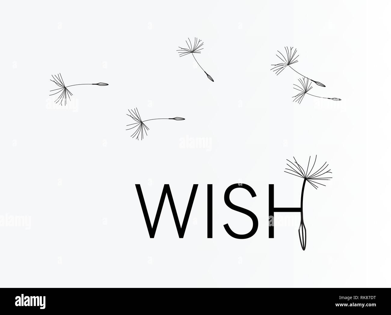 Dandelion vector. Wish. Simple minimalist style Stock Vector Image ...