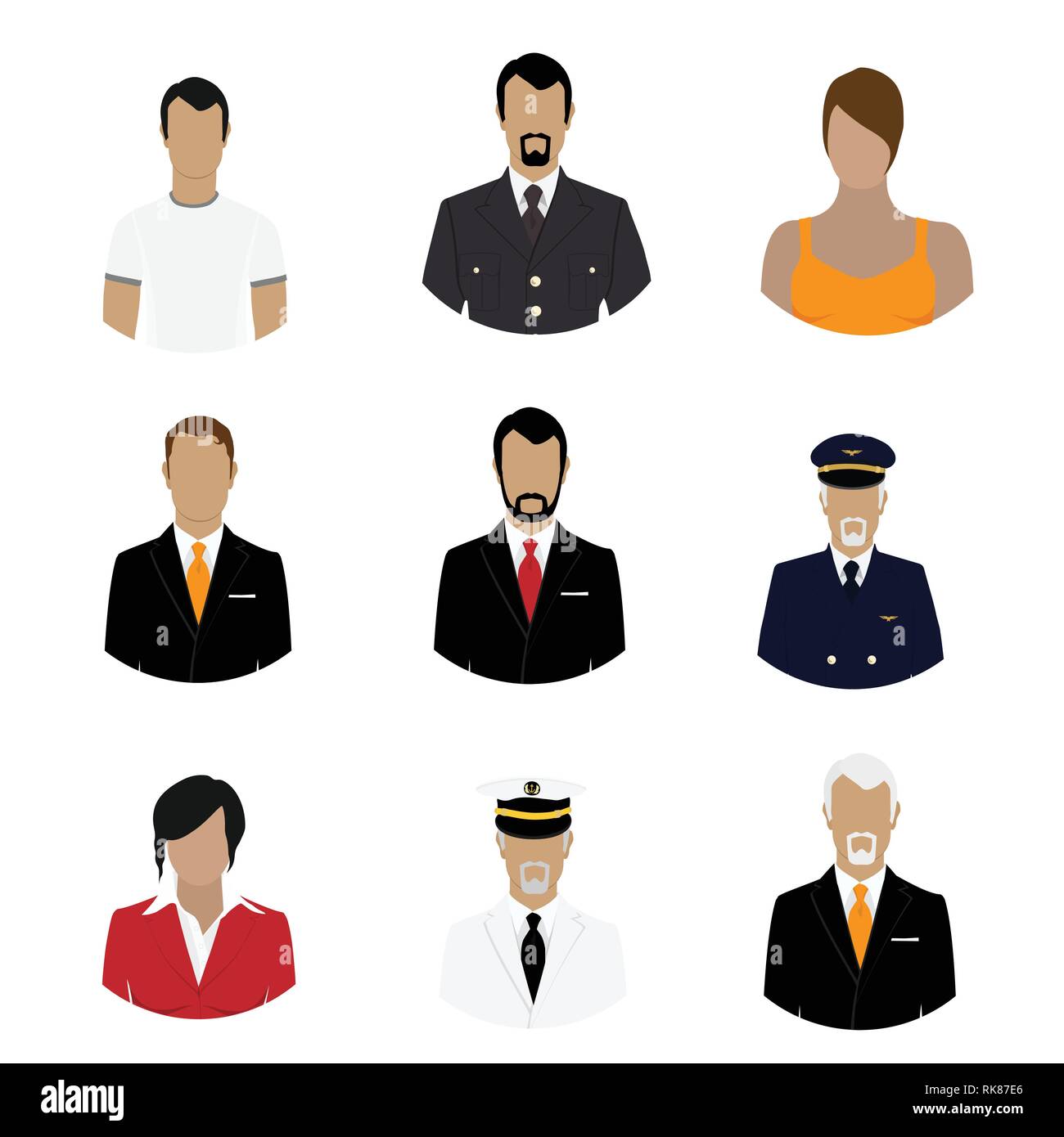 Vector illustration set of professions people. Flat style icons ...