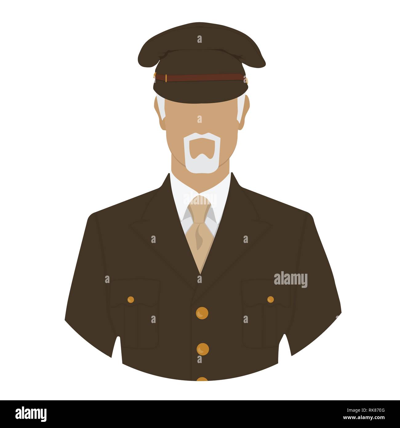 Vector illustration of veteran soldier, commander, major or general in ...