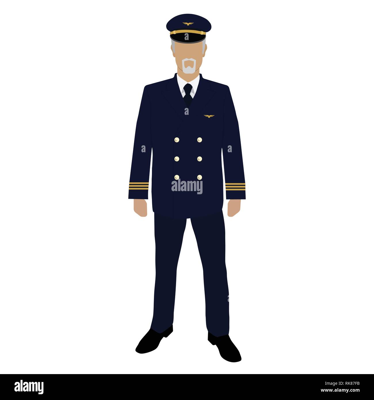 Confident pilot. Confident male pilot in uniform. Vector illustration ...