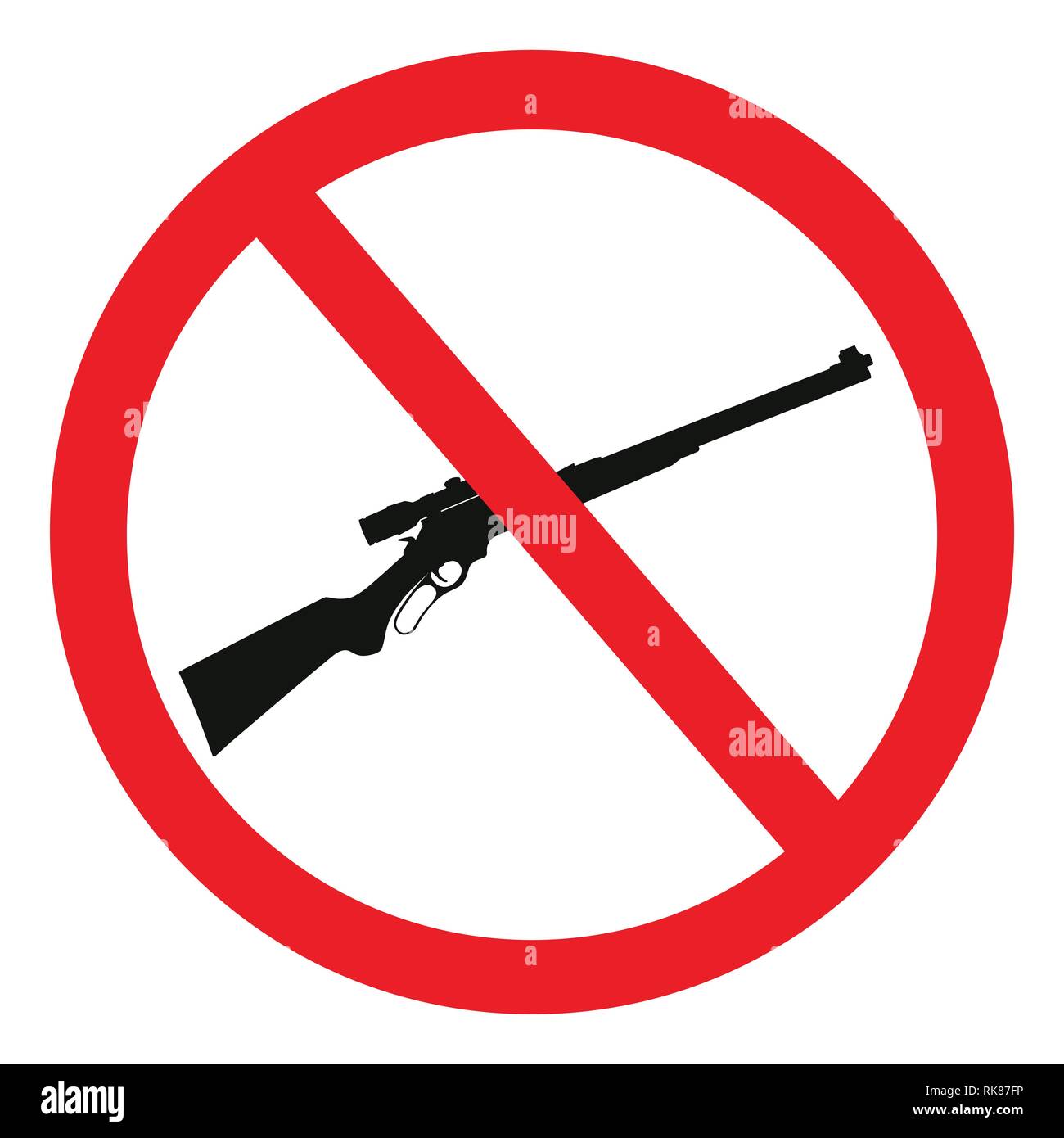 Vector illustration red prohibition sign no hunting isolated on white ...