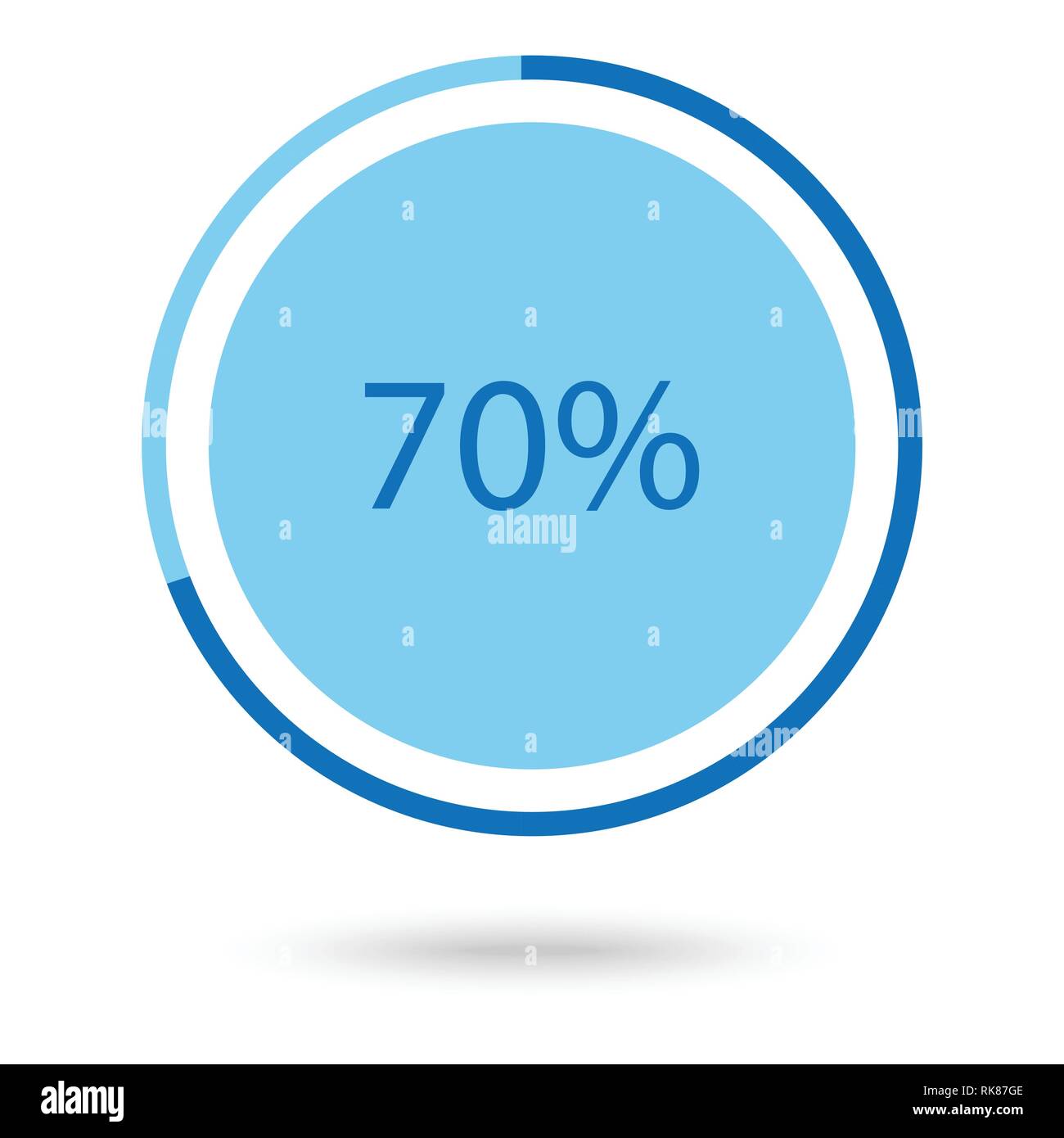 Vector illustration blue round, circle pie graph, chart with percentage ...