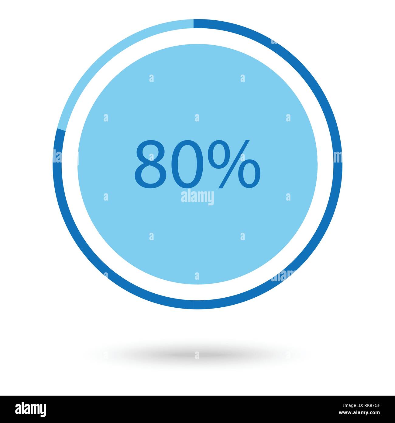 Vector illustration blue round, circle pie graph, chart with percentage ...