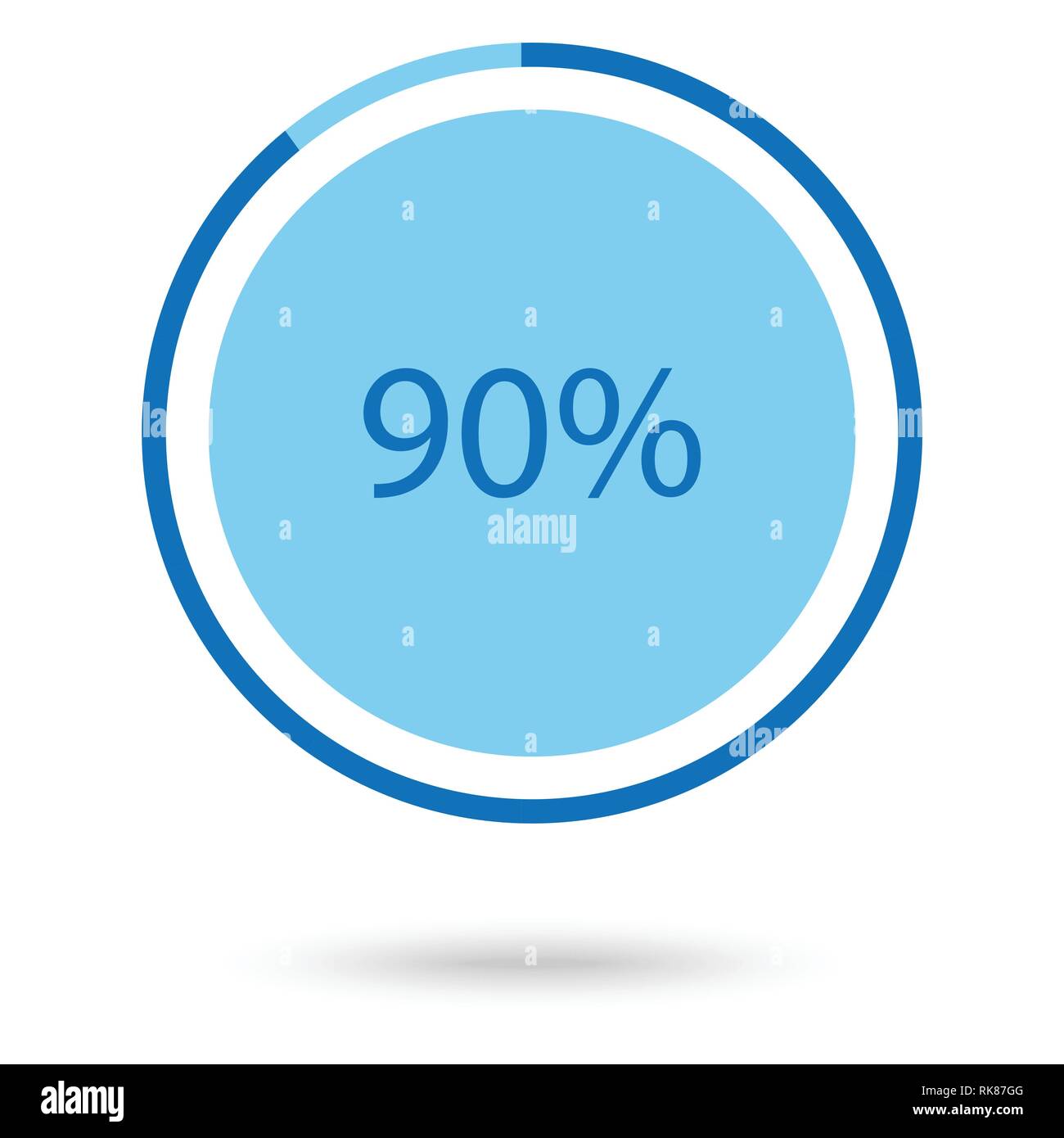 Vector illustration blue round, circle pie graph, chart with percentage ...