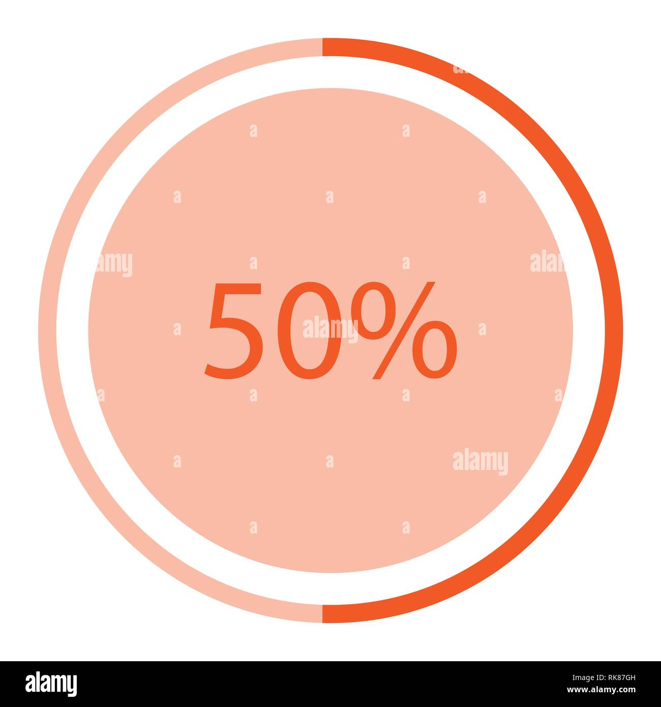 Vector illustration orange round, circle pie graph, chart with ...