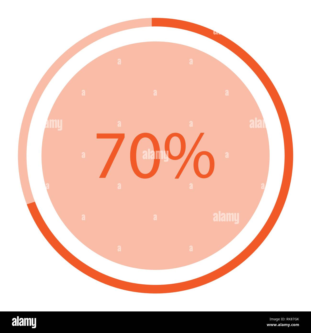 Vector illustration orange round, circle pie graph, chart with ...