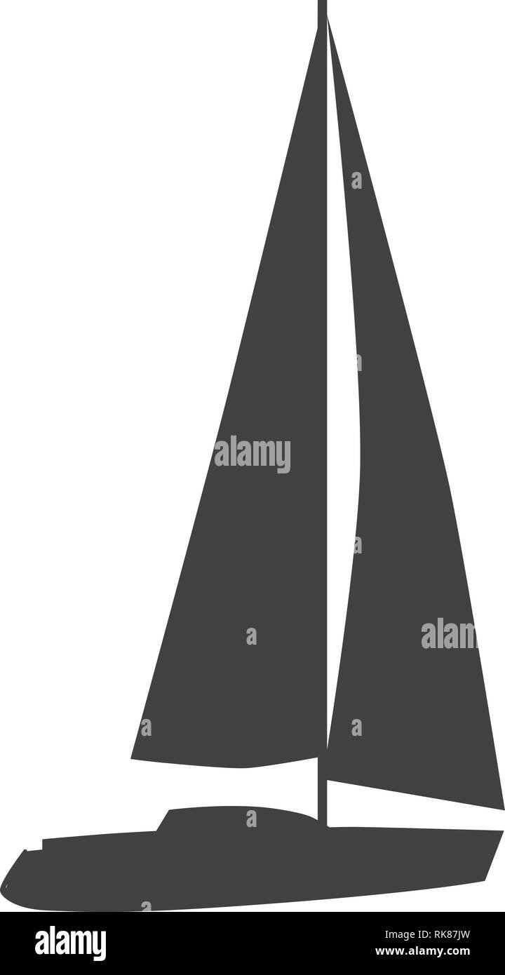 Simple flat vector icon yacht boat. Nautical transport sign, symbol ...