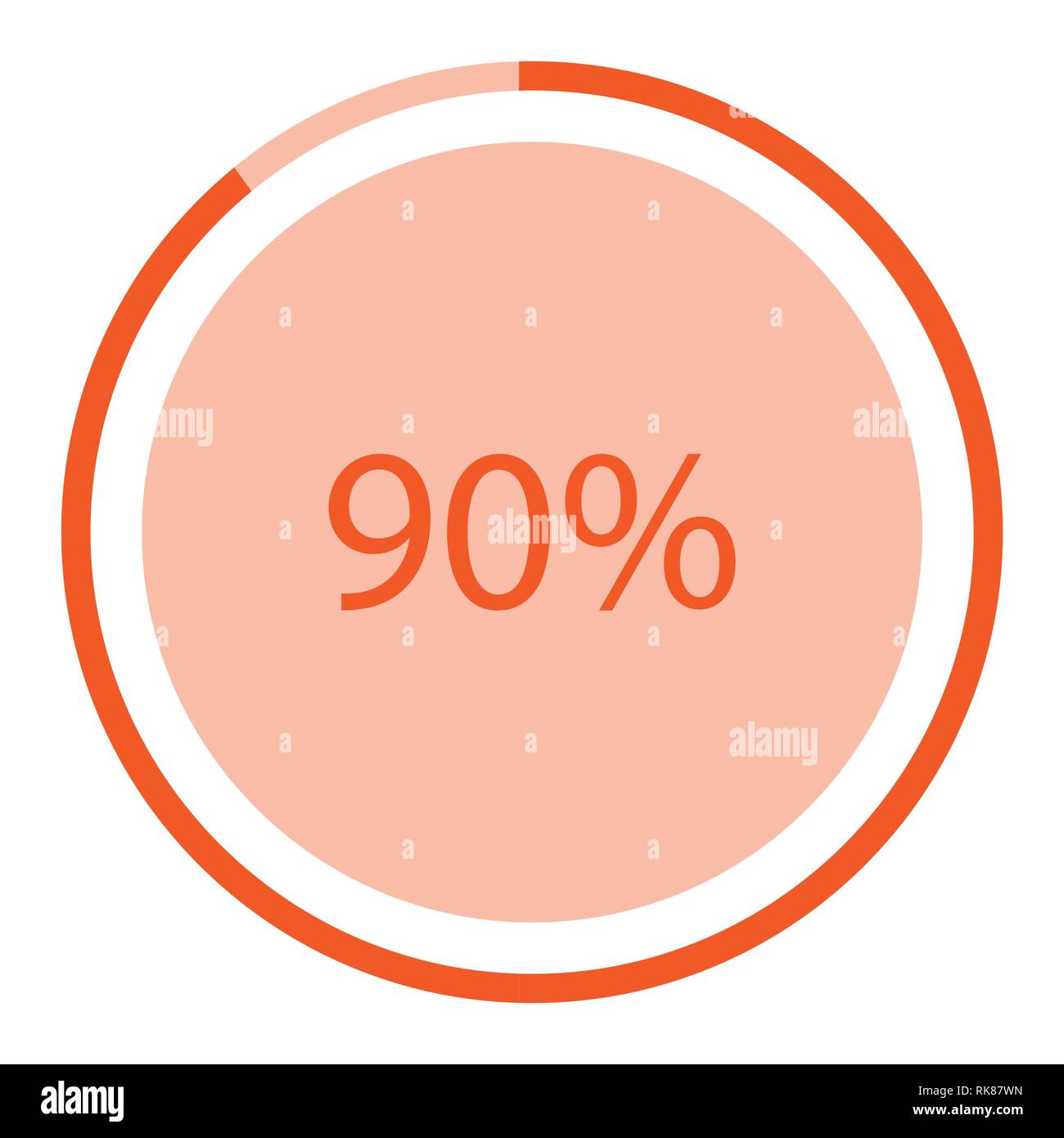 Vector illustration orange round, circle pie graph, chart with ...