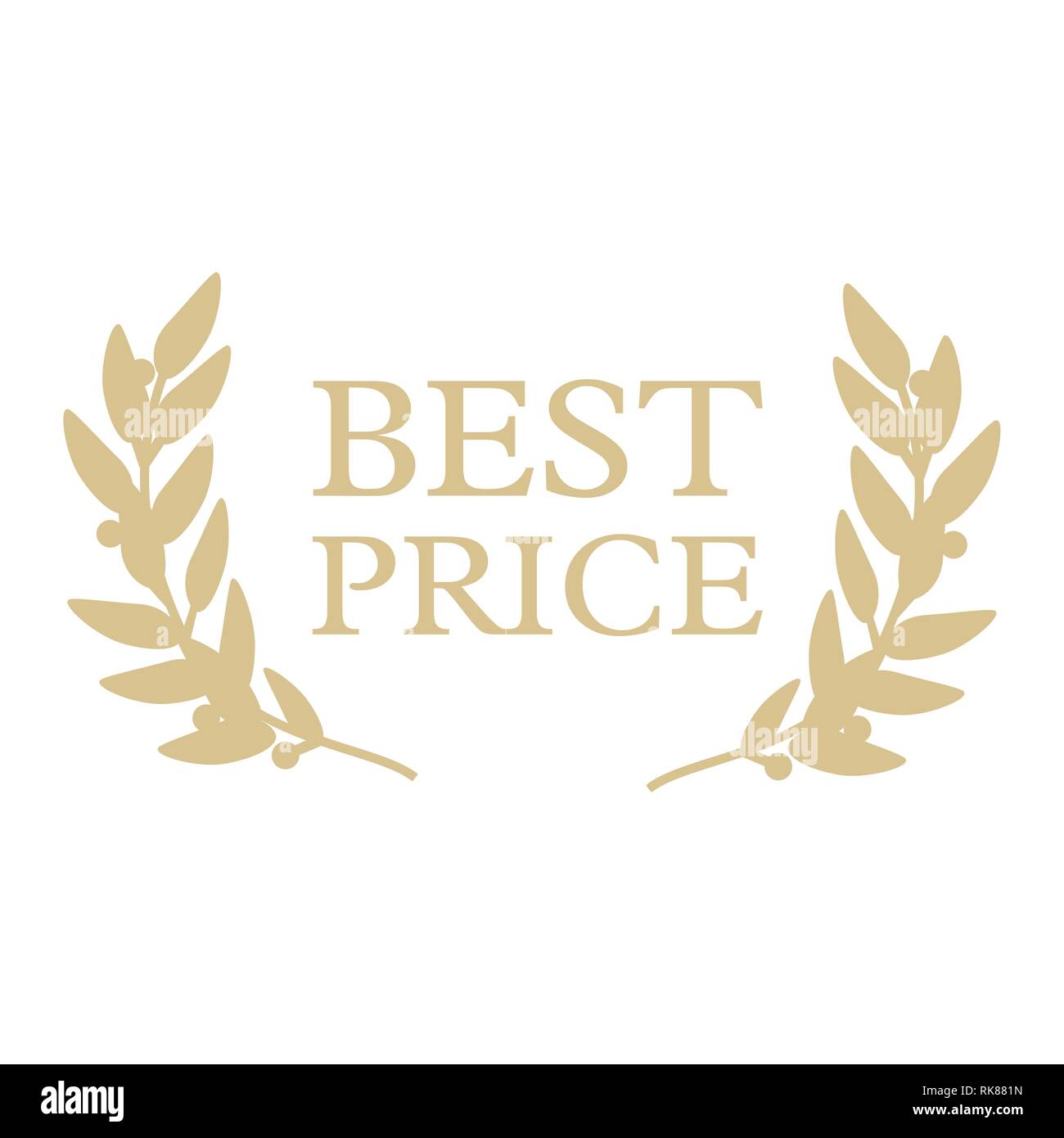 Vector illustration best price guarantee label icon. Laurel wreath ...