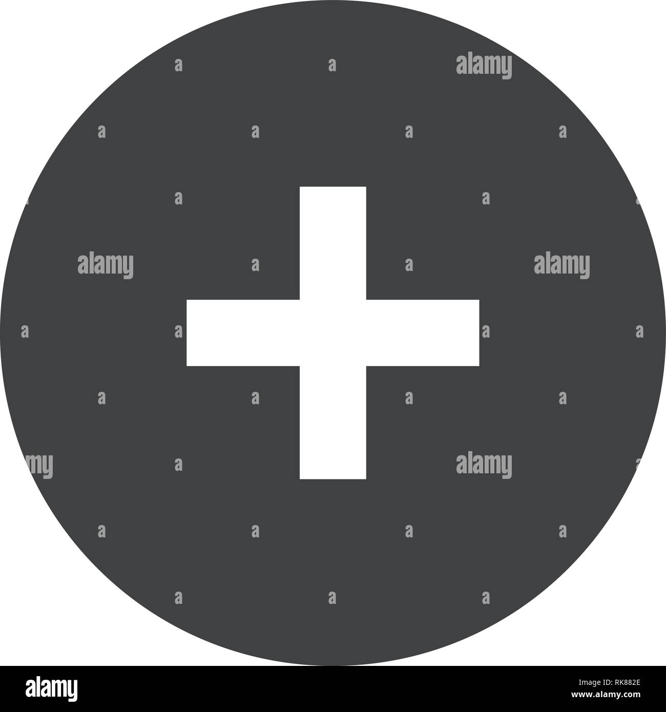 Vector simple silhouette pharmacy icon, sign or symbol. White cross ...