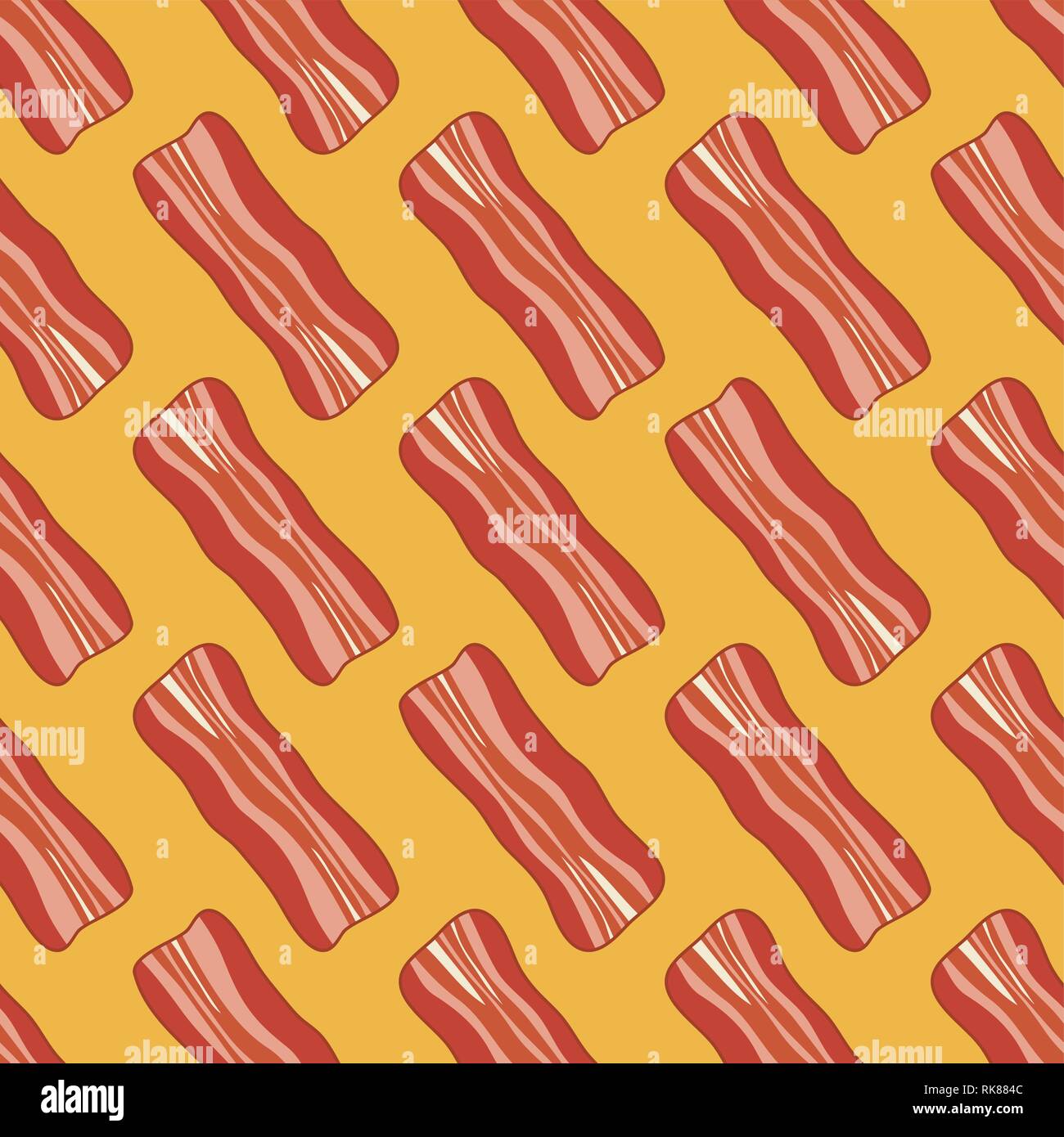 vector seamless breakfast pattern with bacon slices. flat design of ham ...