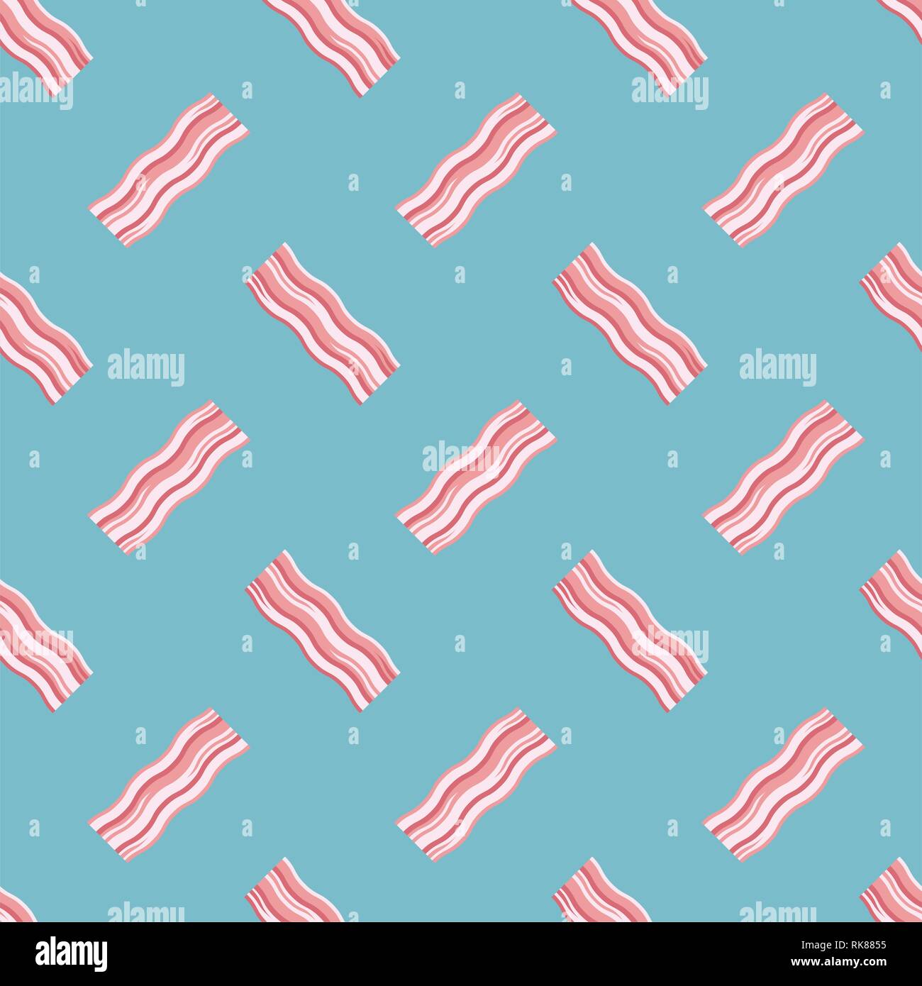 vector seamless breakfast pattern with bacon slices. flat design of ham ...
